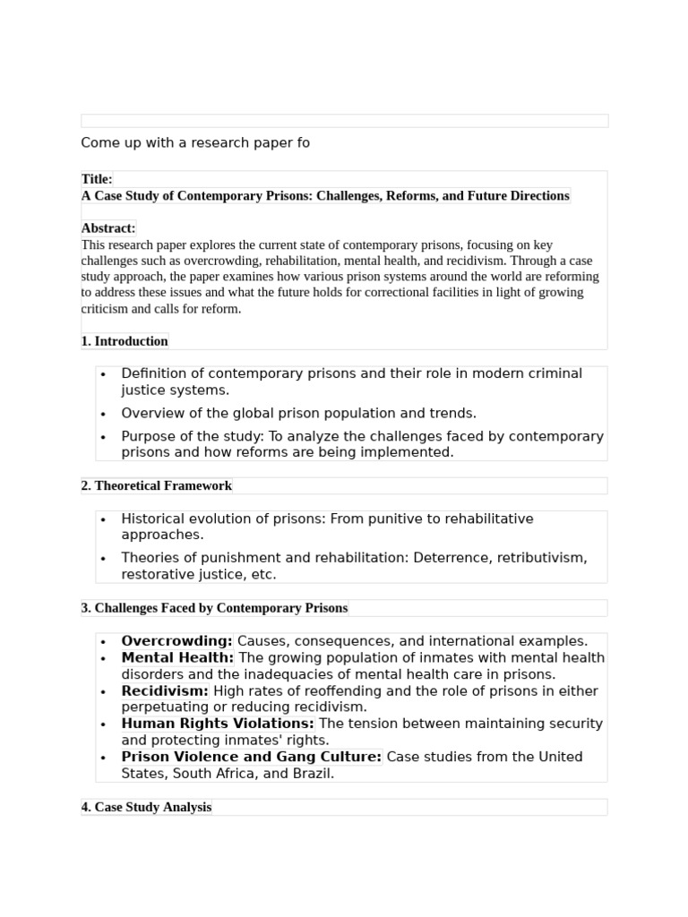 Case Study of Contemporary Prisons | PDF