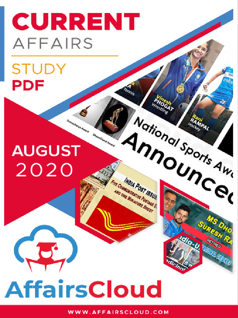 Current Affairs Study PDF - August 2020 by AffairsCloud | PDF