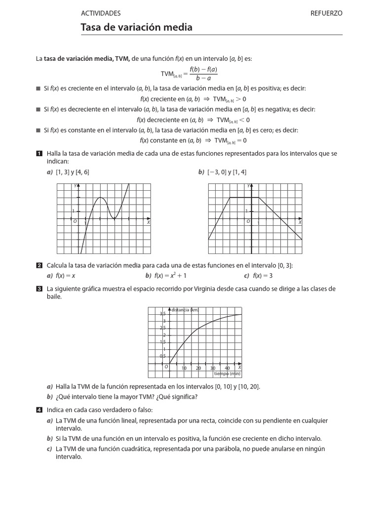 Tasa de Variación Media en Funciones | PDF | Función (Matemáticas ...