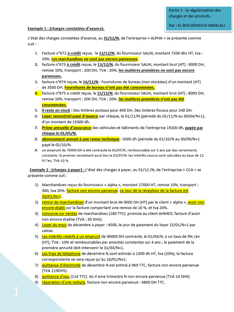 Régularisation Des Produits Et Des Charges..... | PDF