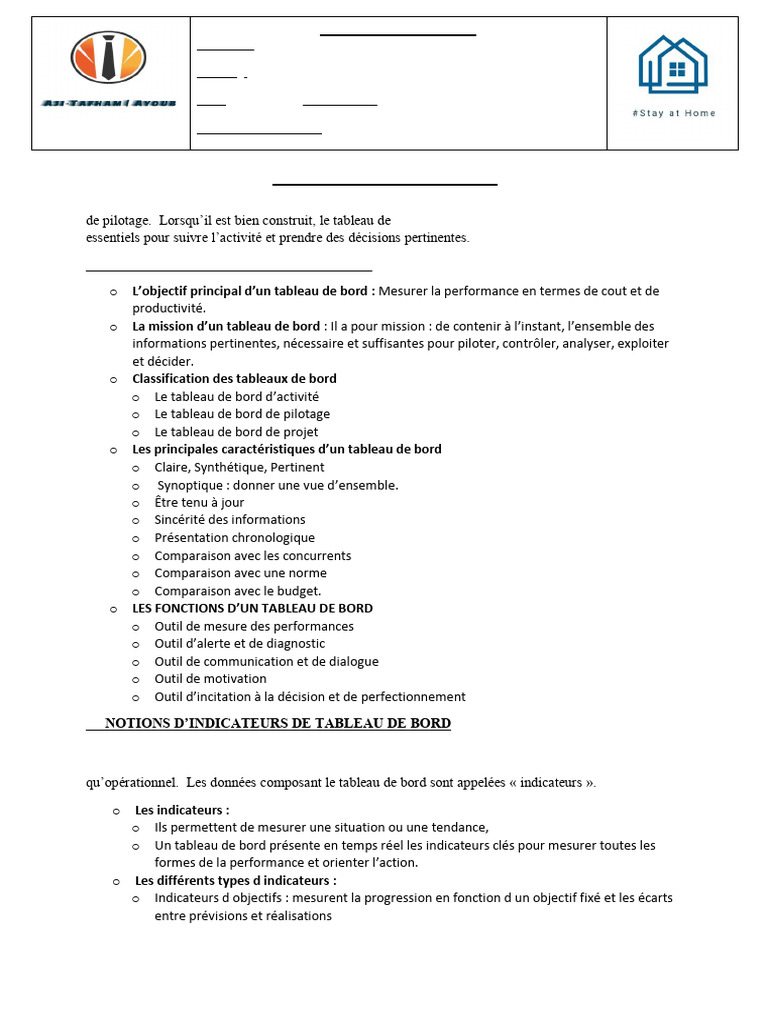 Tableau de Bord | PDF