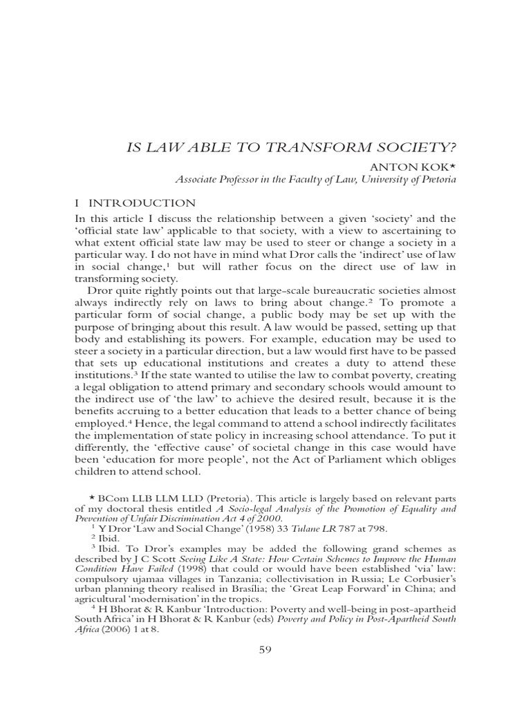 Is Law Able To Transform Society | PDF