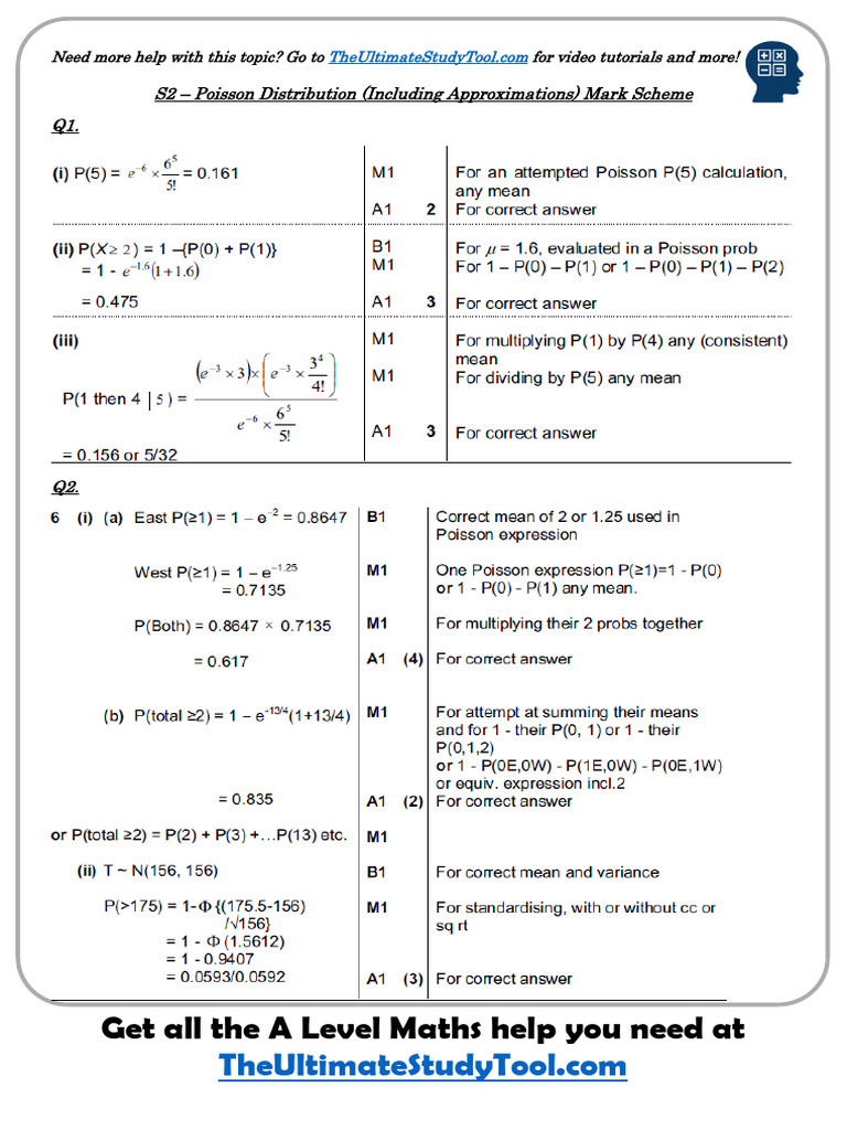 Poisson Distribution (Including Approximations) MS | PDF