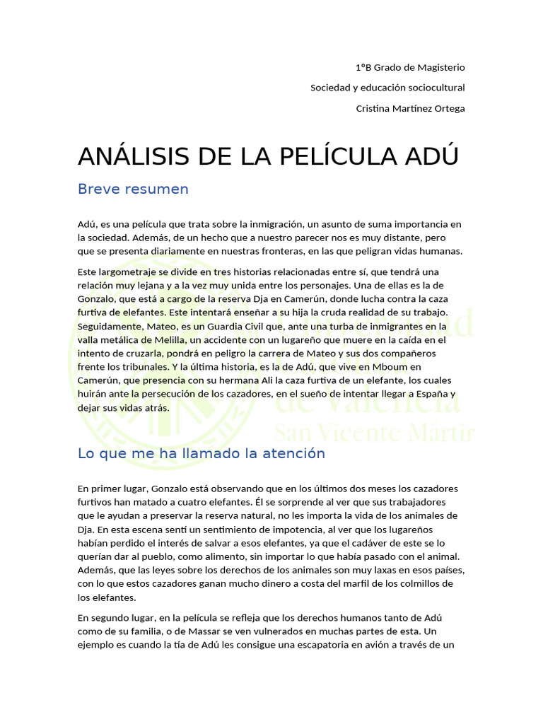 Análisis película Adú | PDF