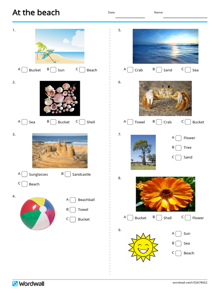 At The Beach Wordsearch | PDF