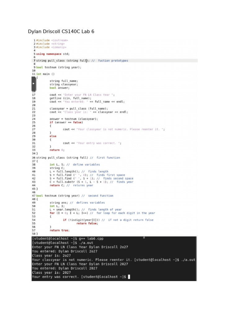 Dylan Driscoll CS140C Lab 6 | PDF