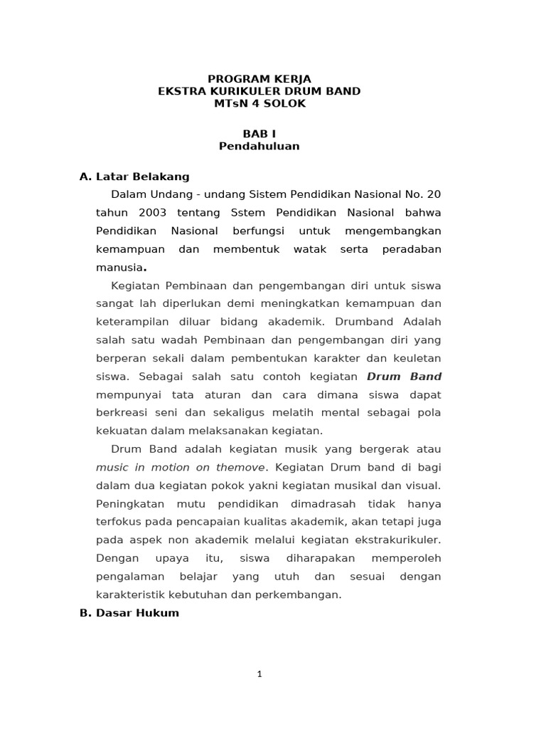 Program Kerja Drumband | PDF