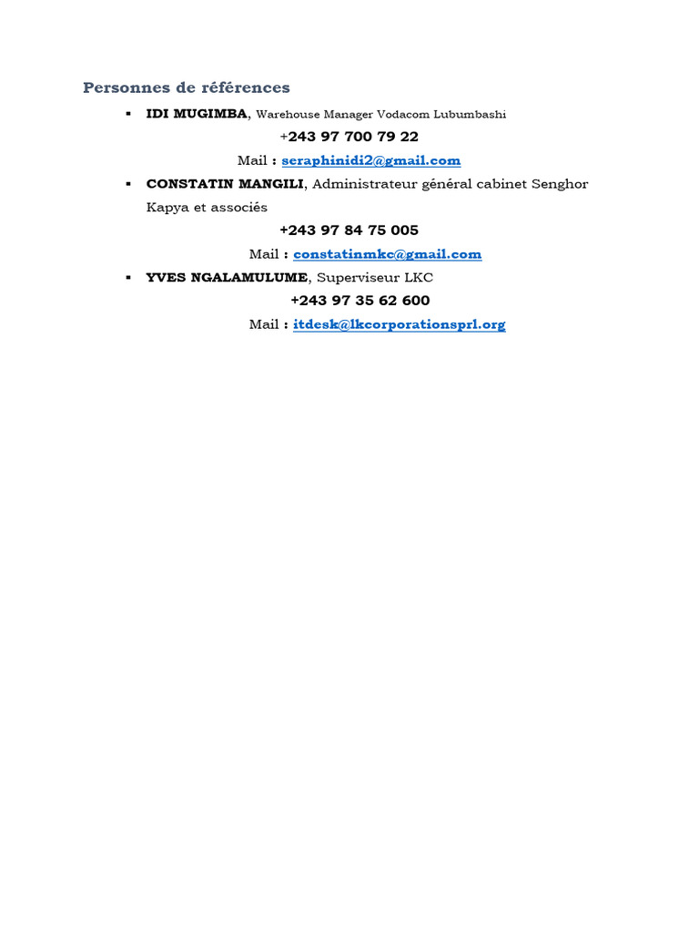 Personnes de Références | PDF