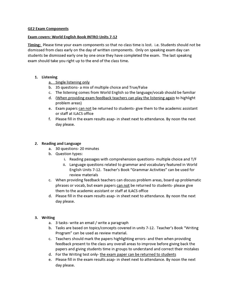 GE2 Exam Components Updated | PDF