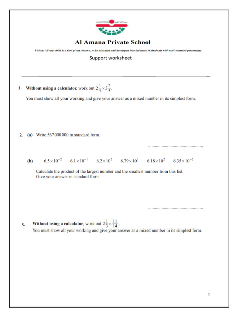 Support Worksheet - 1 | PDF