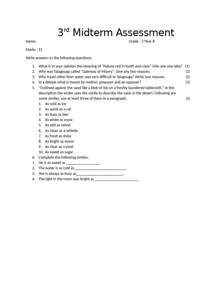 3rd Midterm Assessment | PDF