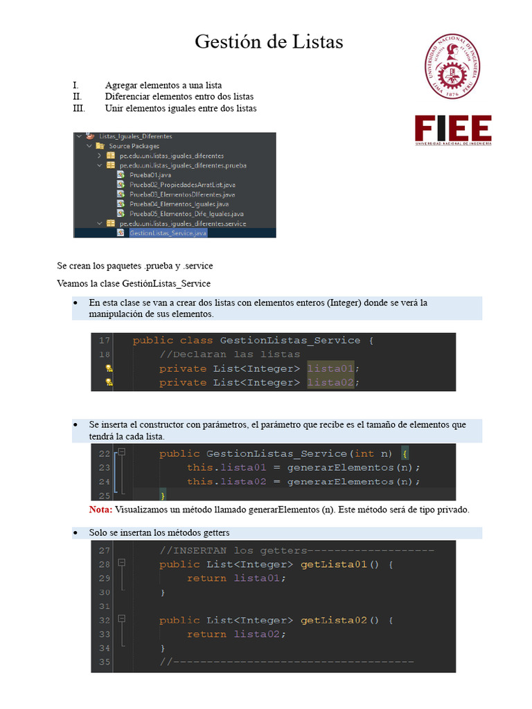3 - Manejo de Listas | PDF | Constructor (Programación Orientada a Objetos) | Programación
