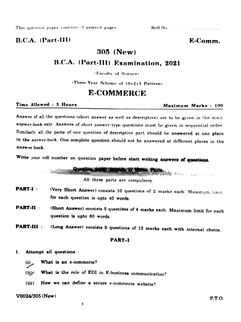 Bca Part 3 e Commerce 305 2021 | PDF