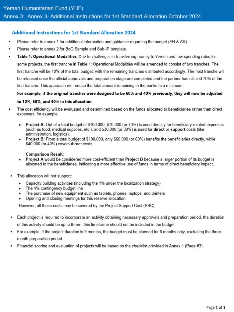 Annex 5 - Additional Instructions For 1st Standard Allocation 2024 | PDF | Economies | Finance ...