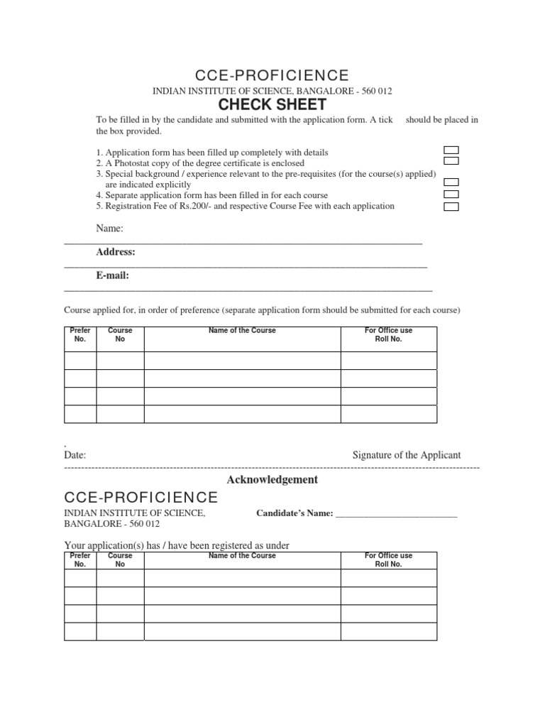 CCE Proficiency Application Checklist | PDF | Career & Growth | Business