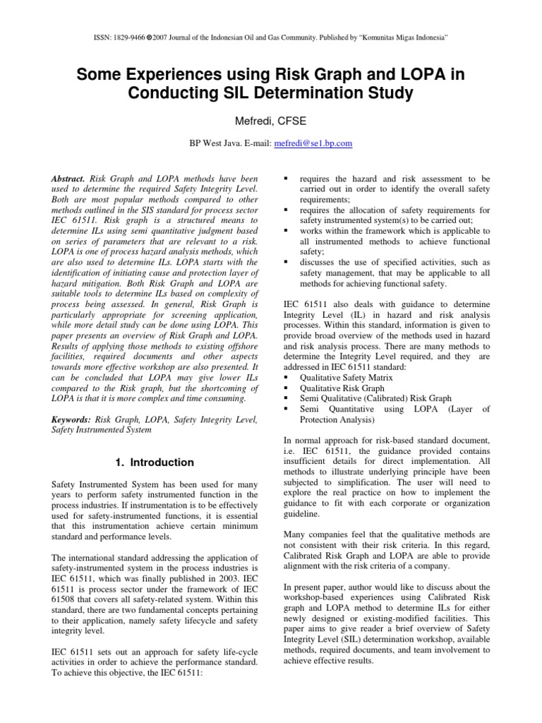 Experiences Using Risk Graph & LOPA | PDF | Risk | Prevention