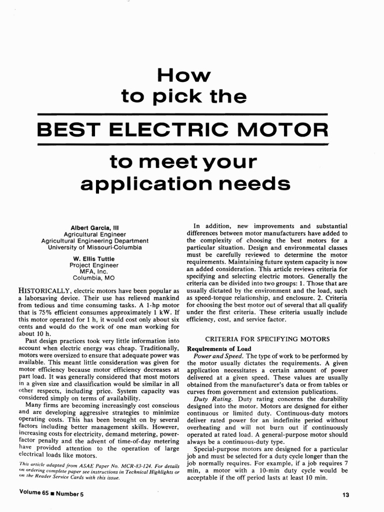 Electric Motors - Pick Best | PDF