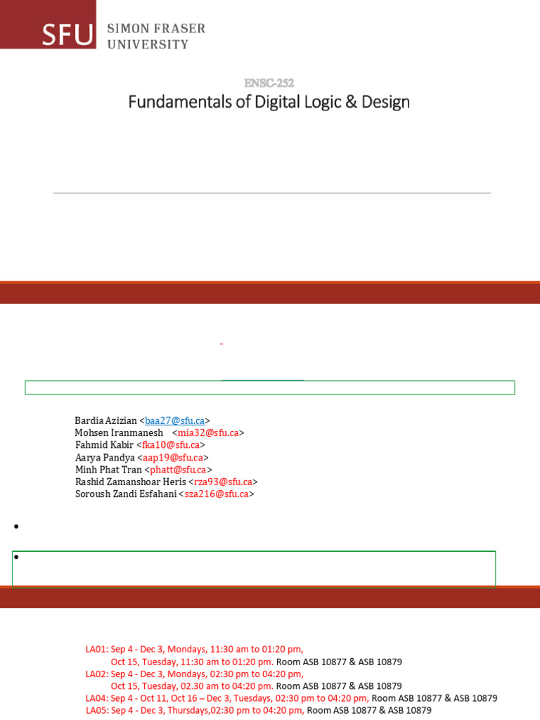 894 ENSC252 L1 Introduction | PDF