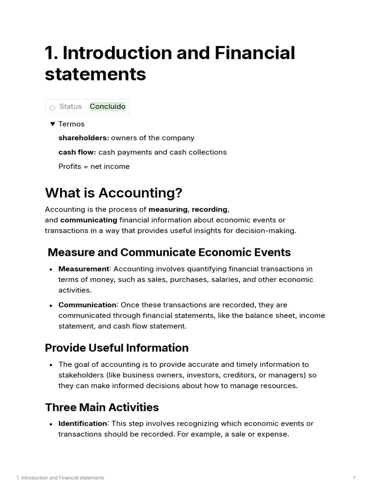Introduction Financial Statements | PDF