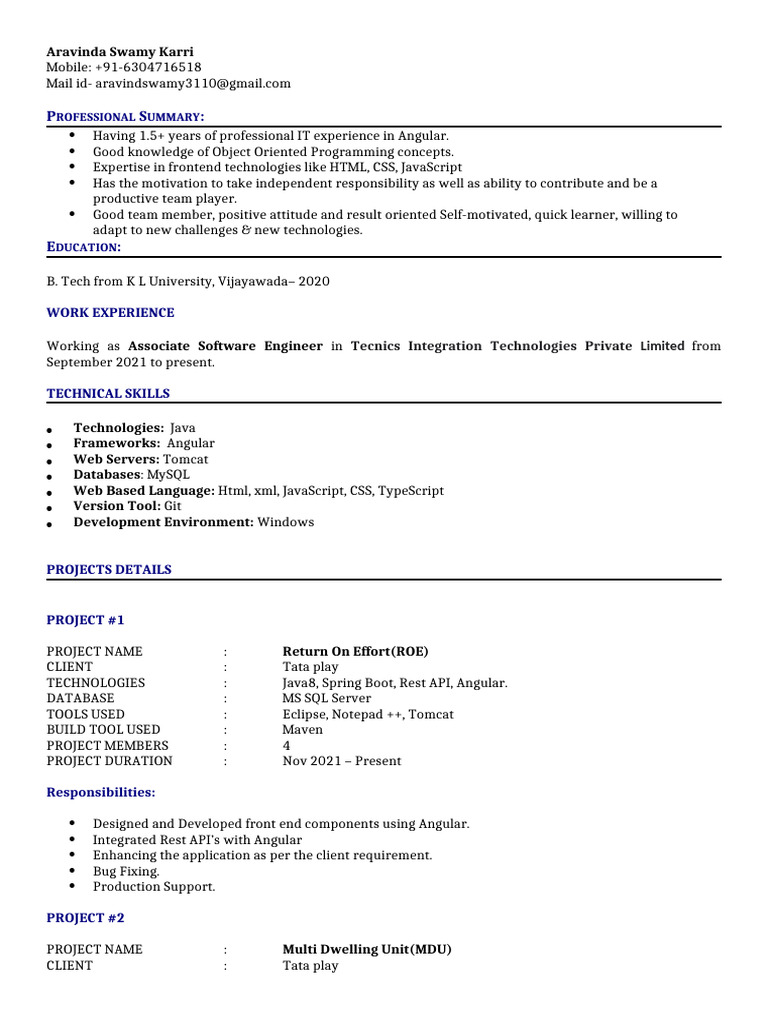 Aravind Resume | PDF