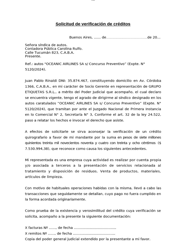 Modelo de Demanda de Verificacion de Creditos | PDF | Gobierno | Finanzas y dinero