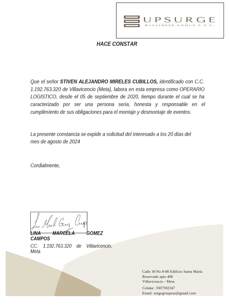 Certificado LAB YULIAN | PDF