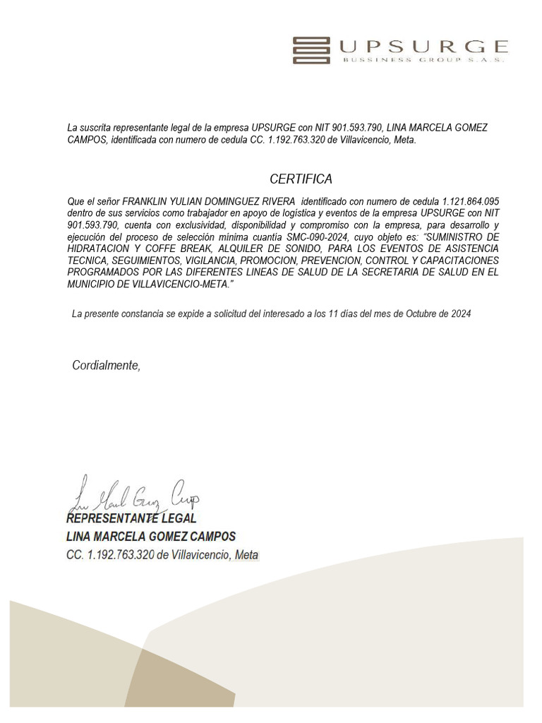 Certificado Lab Business YULIAN | PDF