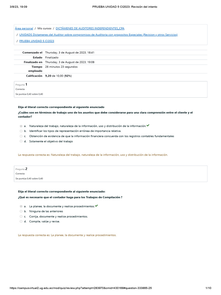 PRUEBA UNIDAD 5 CI2023 - Revisión Del Intento | PDF
