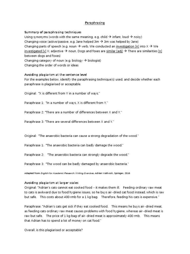 Paraphrasing | PDF
