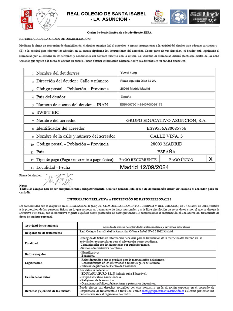 Mandato Sepa 24 25 | PDF