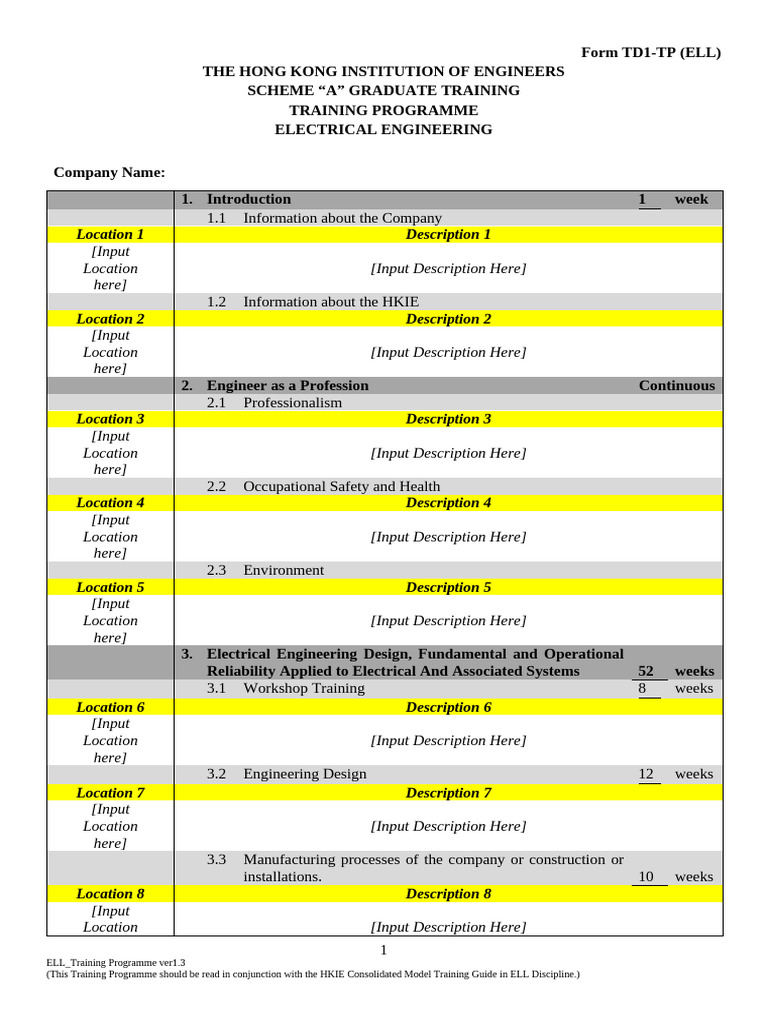 ELL - Training Programme Ver1.3 | PDF