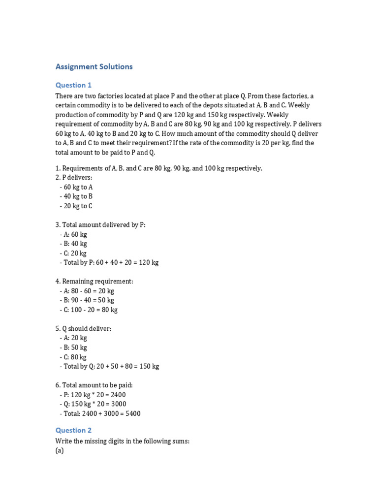 Assignment Solution | PDF