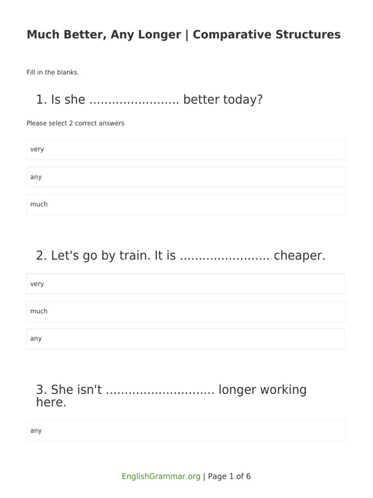 Much Better, Any Longer - Comparative Structures | PDF