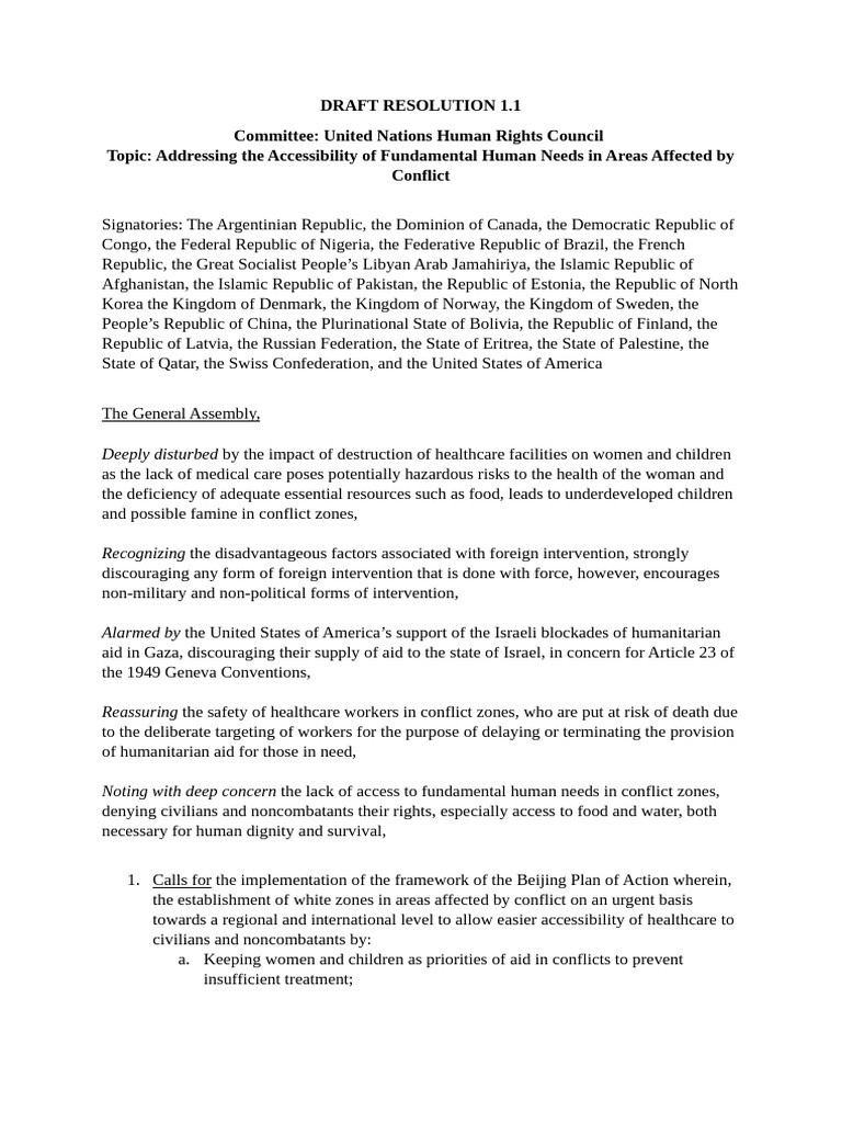 Draft Resolution 1.1 | PDF