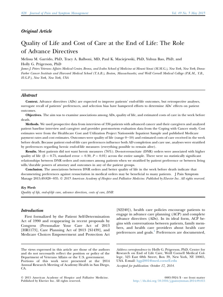 Task 1 - Quality of Life | PDF