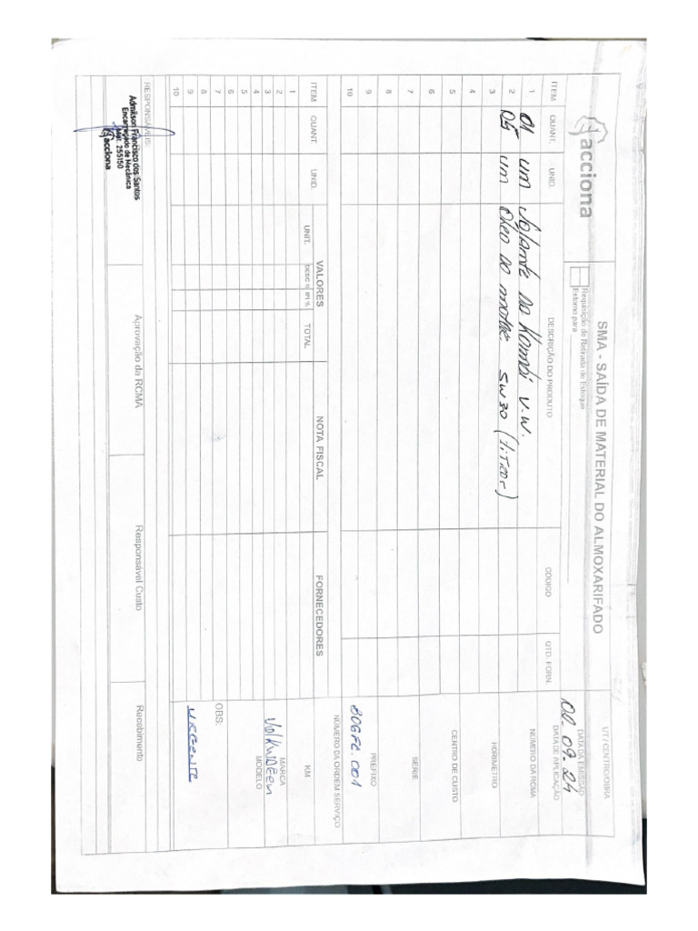 Sma - Saida de Material Do Almoxarifado | PDF