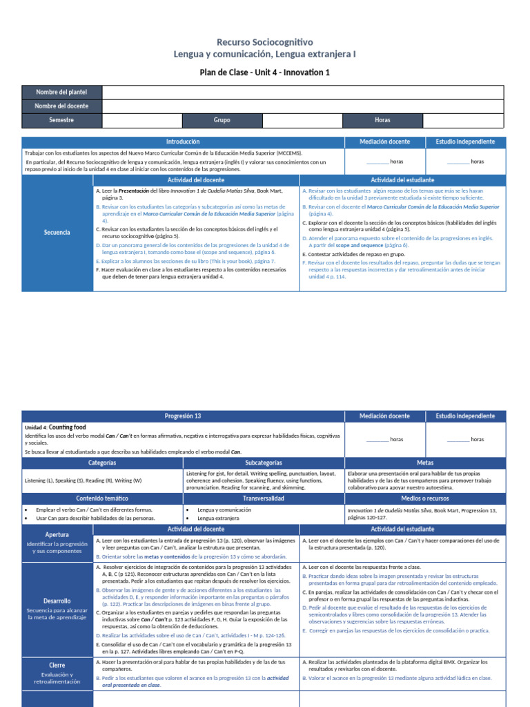 U4 - Plan de Clase - Lengua y Comunicación, Lengua Extranjera I ...