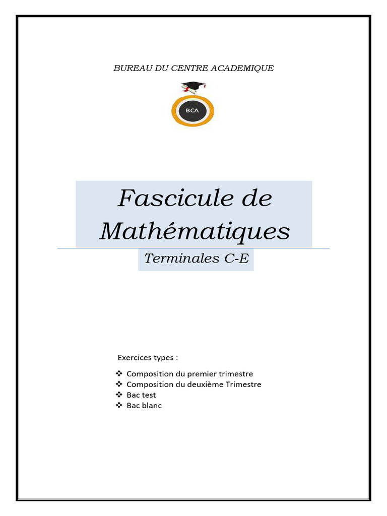 Fascicule de Mathématiques TC-TE BCA | PDF