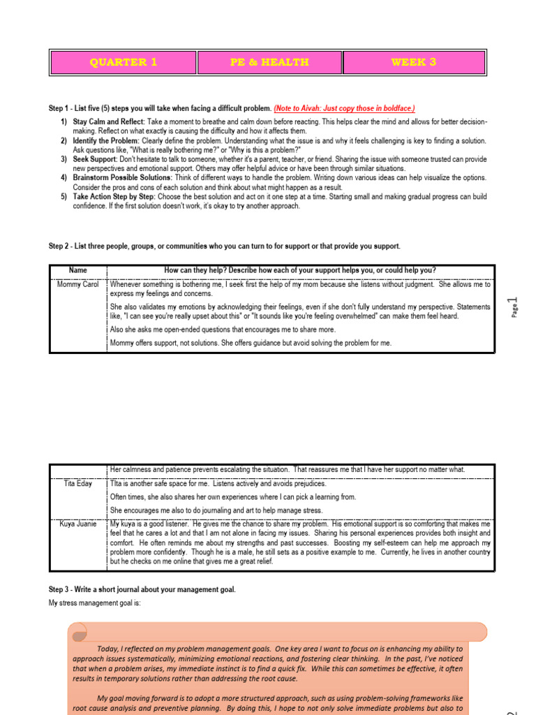 PE & Health Q1 W3 | PDF