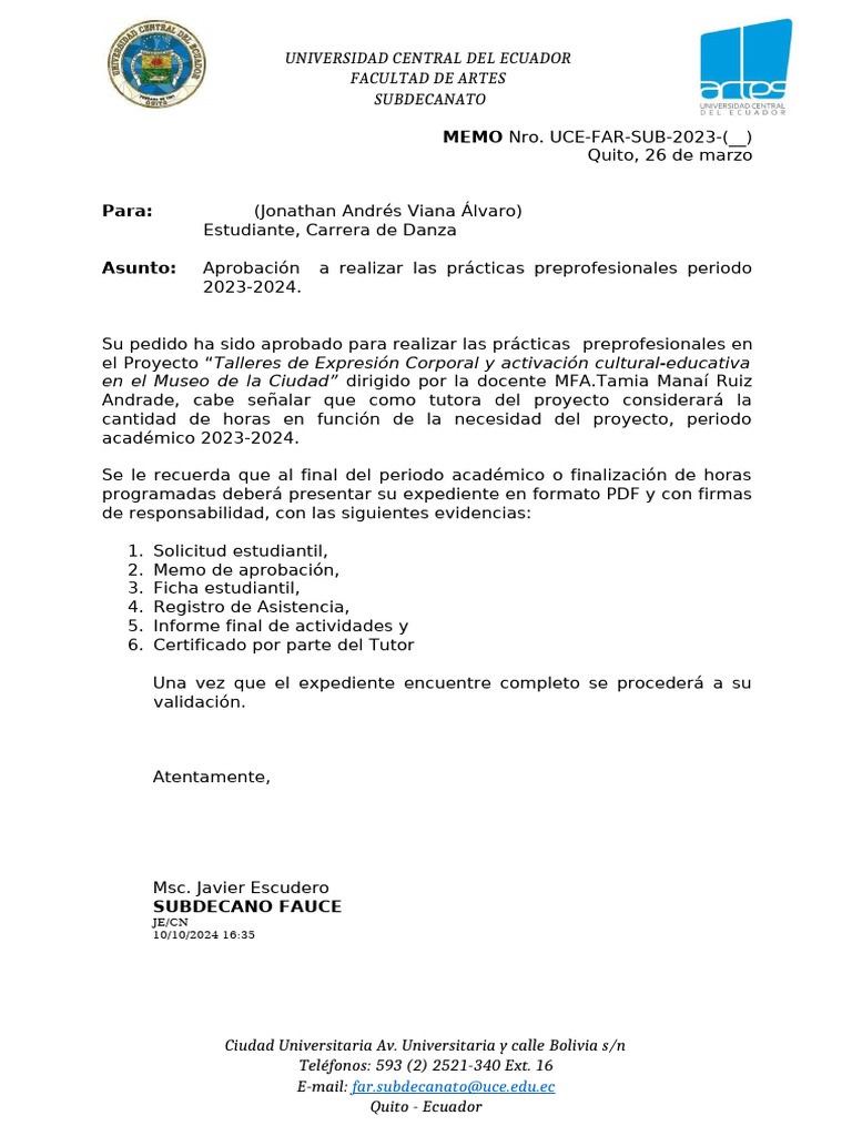 MEMO Jonathan Viana | PDF