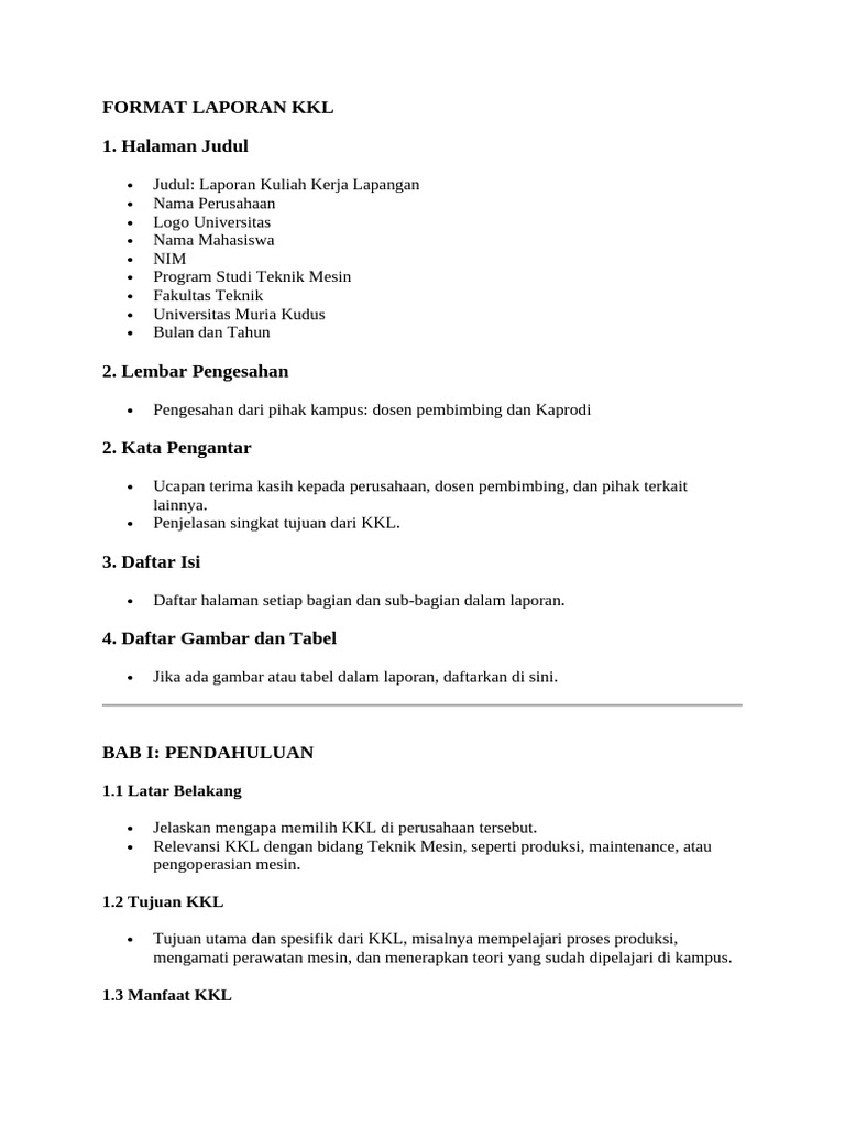 Format Laporan KKL | PDF