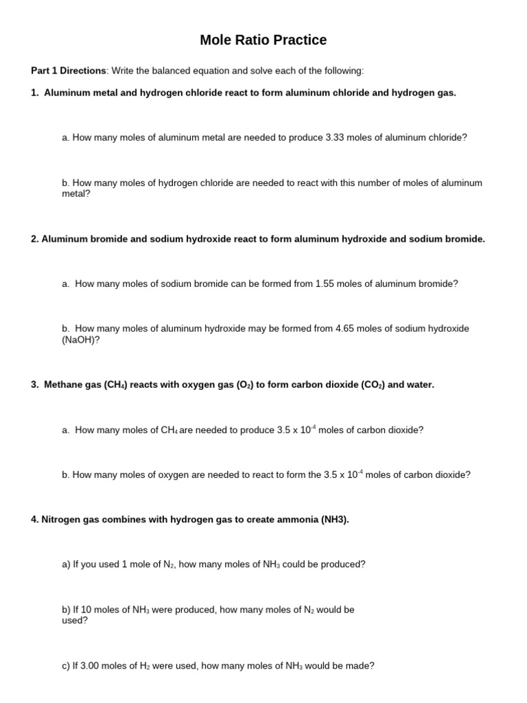 Mole Ratio Practice | PDF