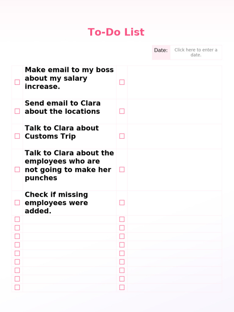 Simple To Do List Template With Checkboxes | PDF