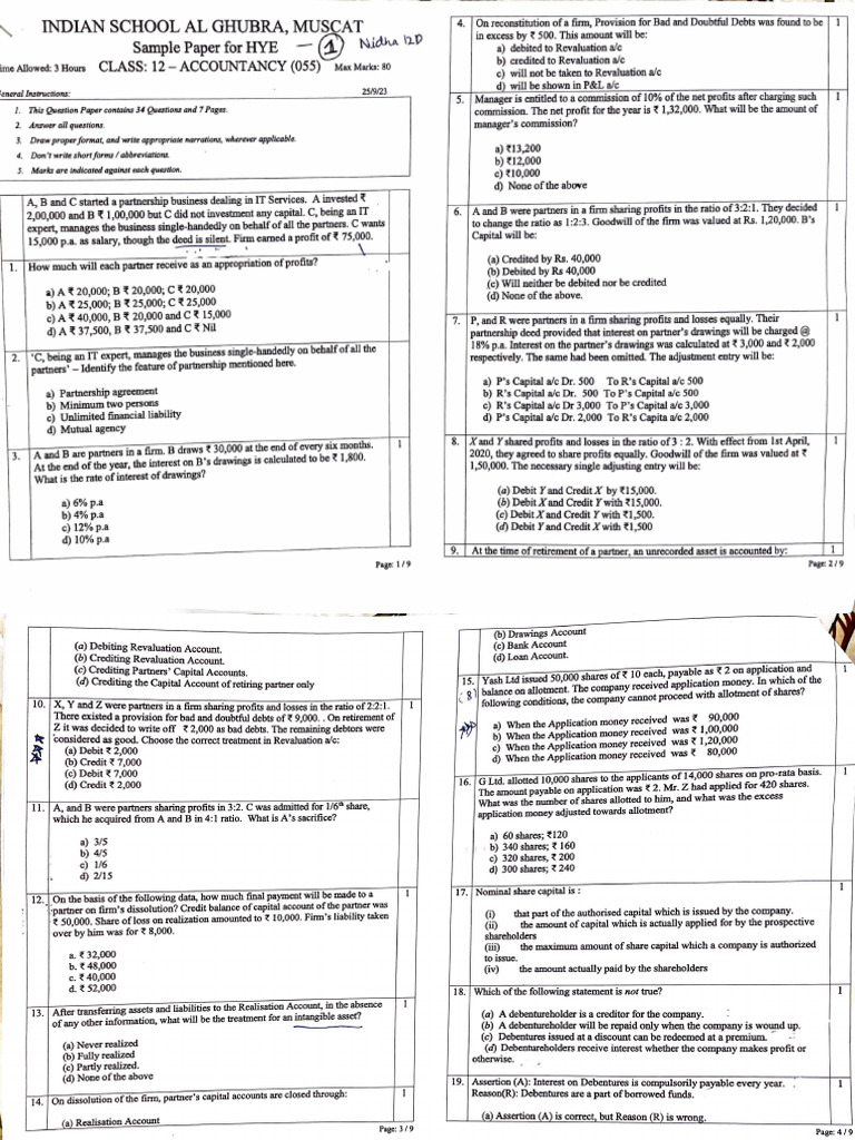 ISG SAMPLE PAPER 1 and 2 | PDF