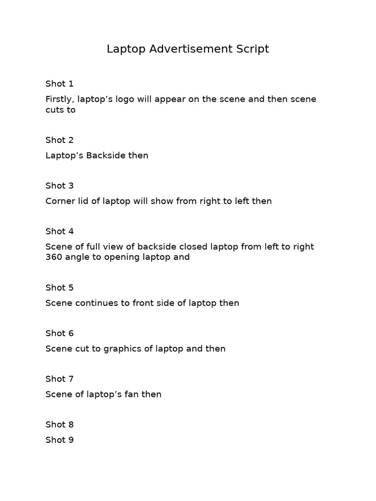 Laptop Advertisement Script | PDF