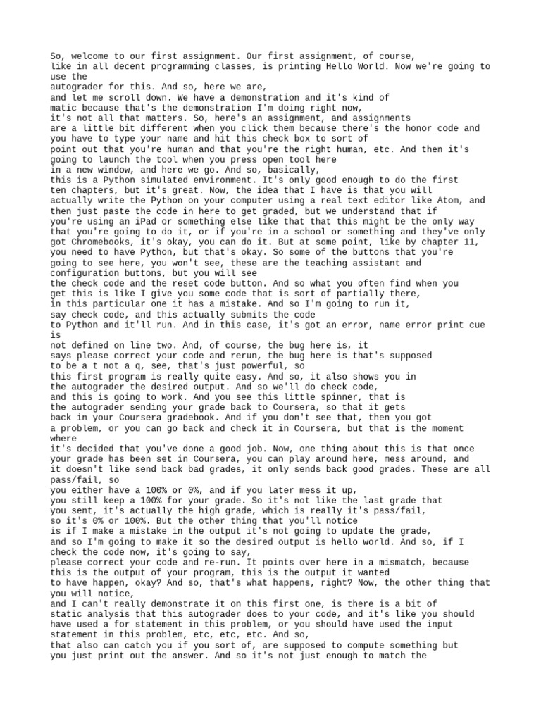 Python Hello World Assignment Guide | PDF | Software Bug | Computer ...