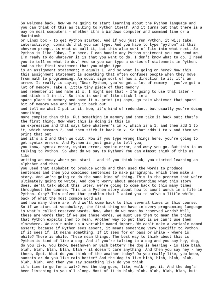 Video 8 Paragraph of Code | PDF | Control Flow | Python (Programming ...