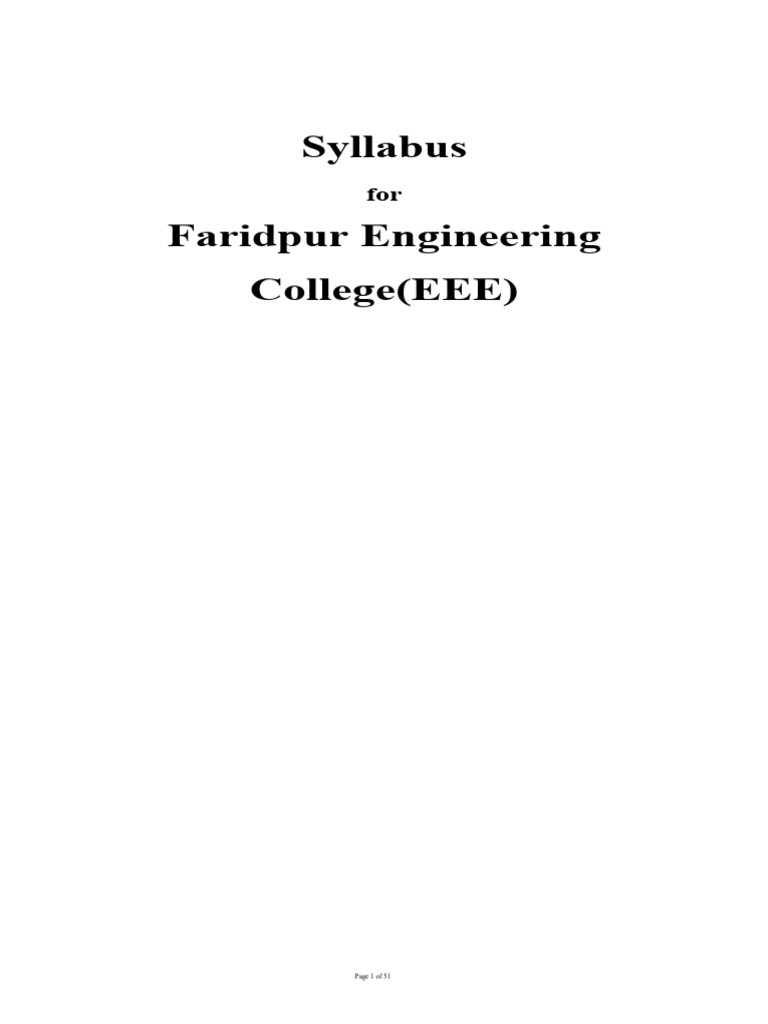 Fadirpur Engineering College EEE Old Syllabus | PDF | Electrical ...