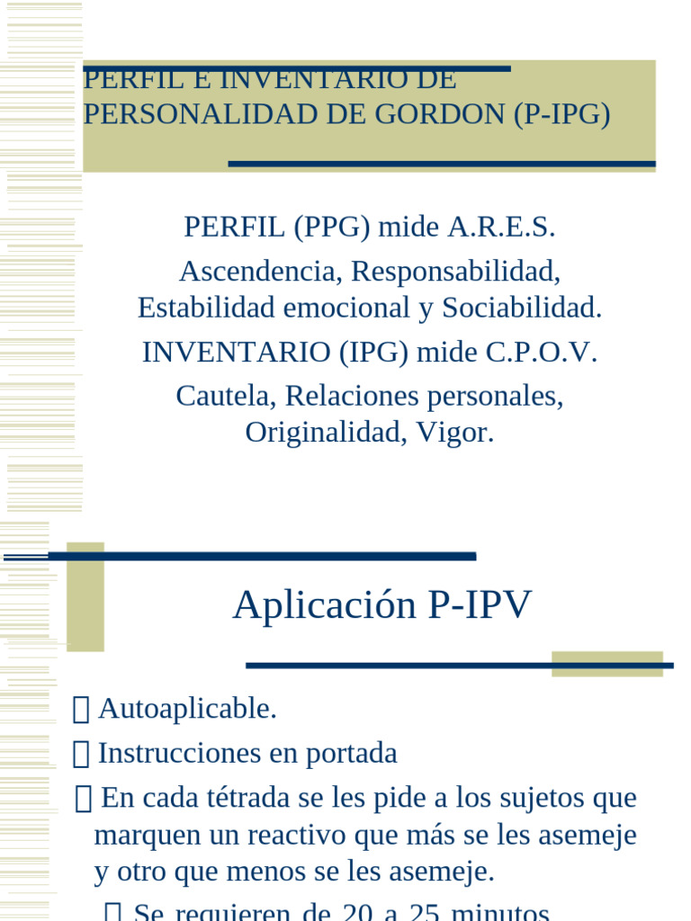Perfil e Inventario de Personalidad de Gordon P Ipg | PDF