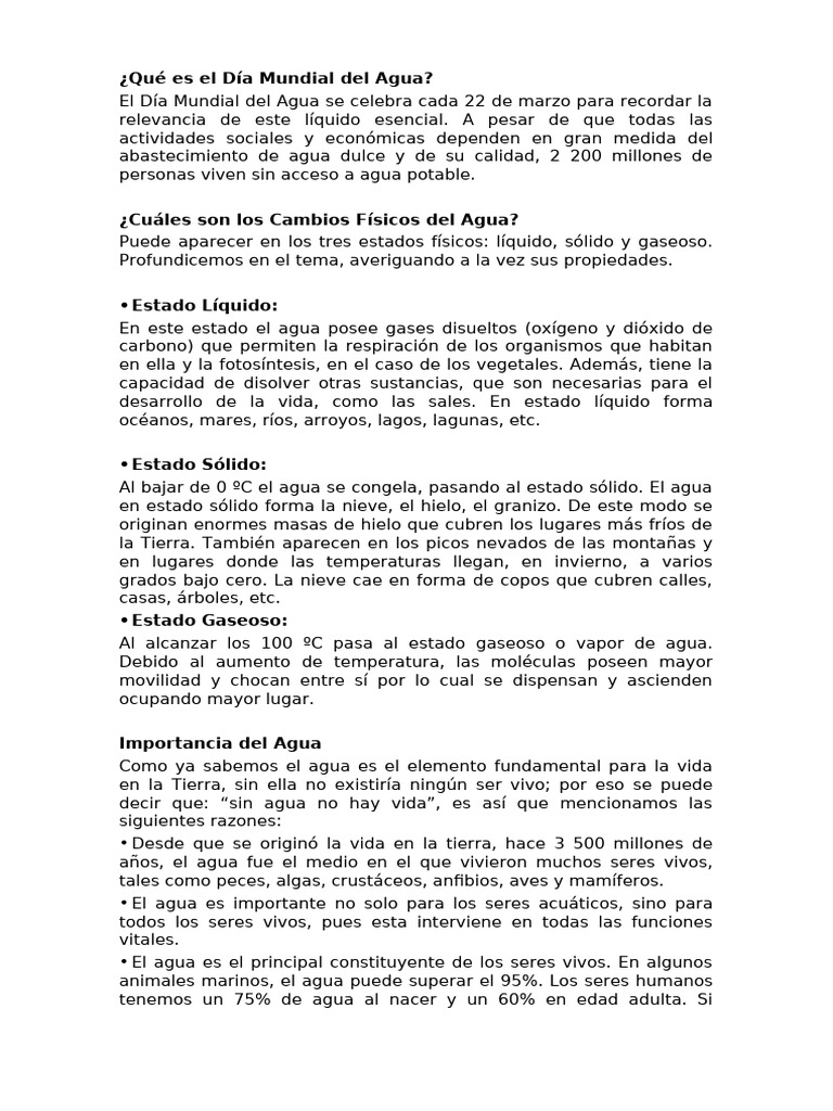 Ficha Sobre El Agua | PDF